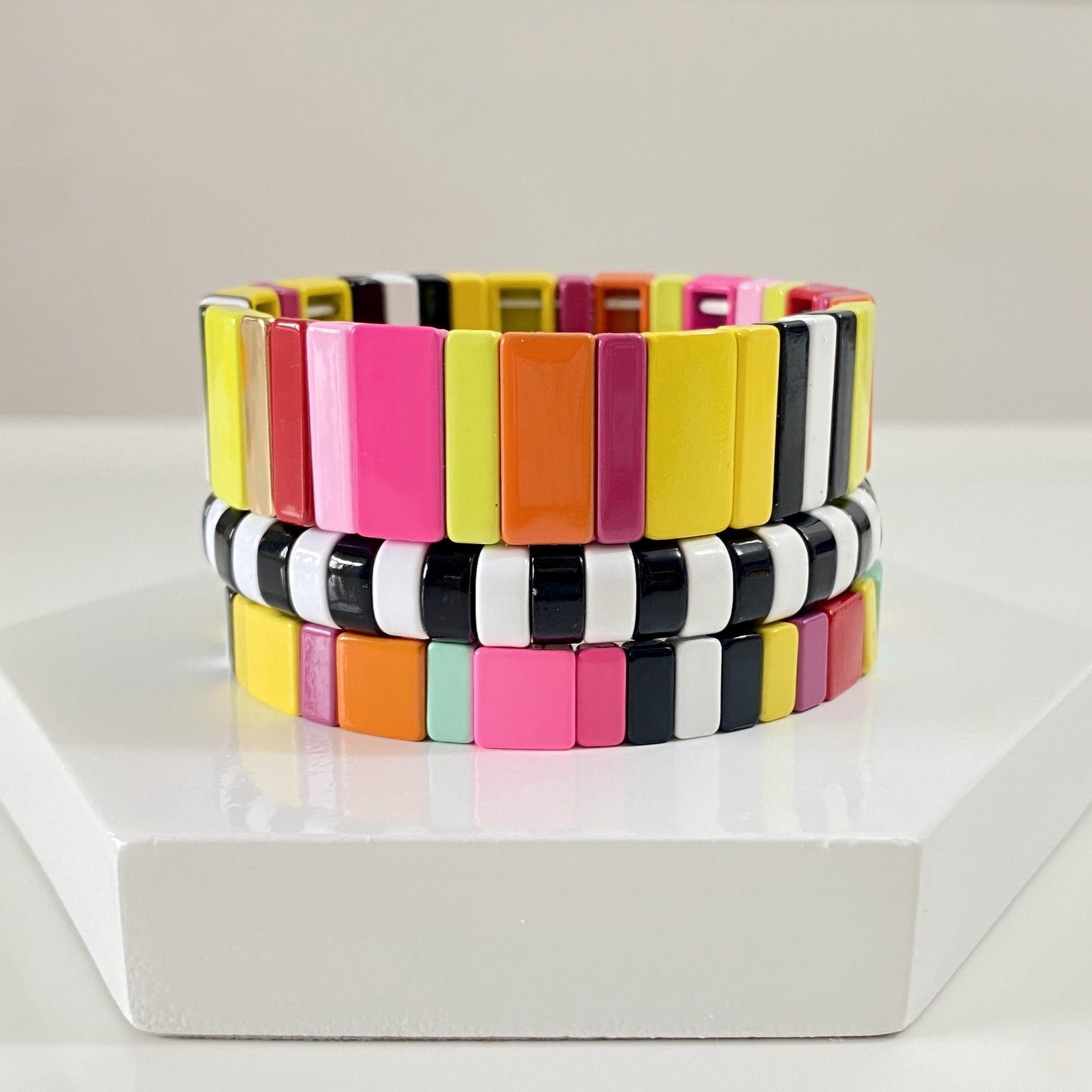 SOFIA | Handcrafted Enamel Tile Bracelet Set – The Little Statement