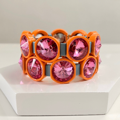Oversized Crystal Enamel Tile Bracelet, Colorblock Bracelets, Tile Bea ...